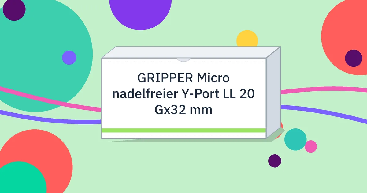Symbolbild: Packung mit der Aufschrift GRIPPER Micro nadelfreier Y-Port LL 20 Gx32 mm (PZN 09676035) – Verfügbarkeit und Bezug in Apotheken in Frankfurt am Main