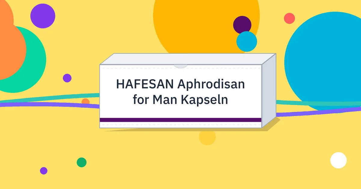 Symbolbild: Packung mit der Aufschrift HAFESAN Aphrodisan for Man Kapseln (PZN 06138834) – Verfügbarkeit und Bezug in Apotheken in Frankfurt am Main