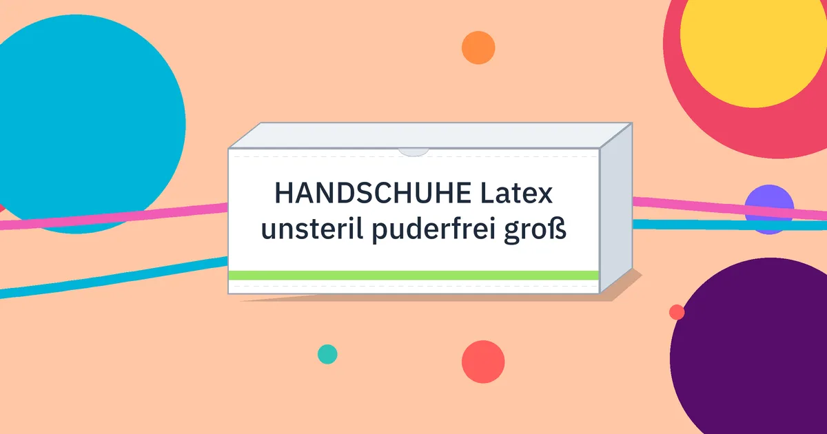 Symbolbild: Packung mit der Aufschrift HANDSCHUHE Latex unsteril puderfrei groß (PZN 03056254) – Verfügbarkeit und Bezug in Apotheken in Frankfurt am Main