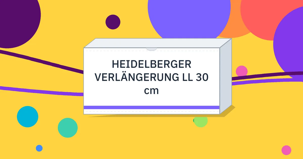 Symbolbild: Packung mit der Aufschrift HEIDELBERGER VERLÄNGERUNG LL 30 cm (PZN 00267878) – Verfügbarkeit und Bezug in Apotheken in Frankfurt am Main