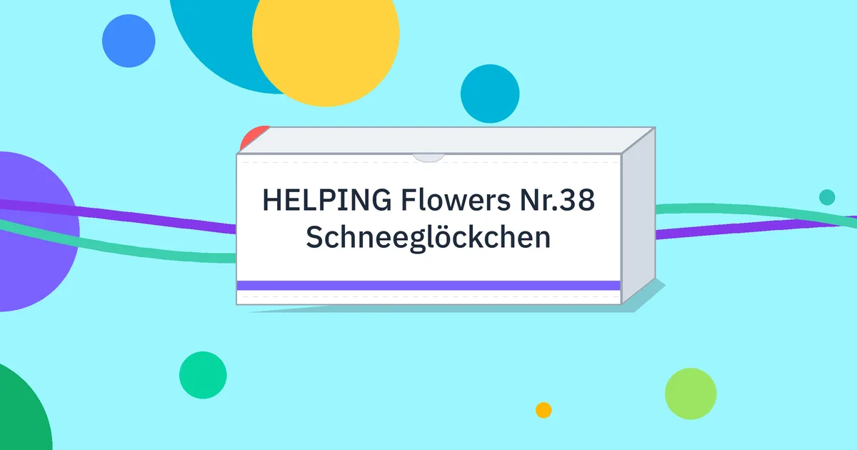 Symbolbild: Packung mit der Aufschrift HELPING Flowers Nr.38 Schneeglöckchen (PZN 12500021) – Verfügbarkeit und Bezug in Apotheken in Frankfurt am Main