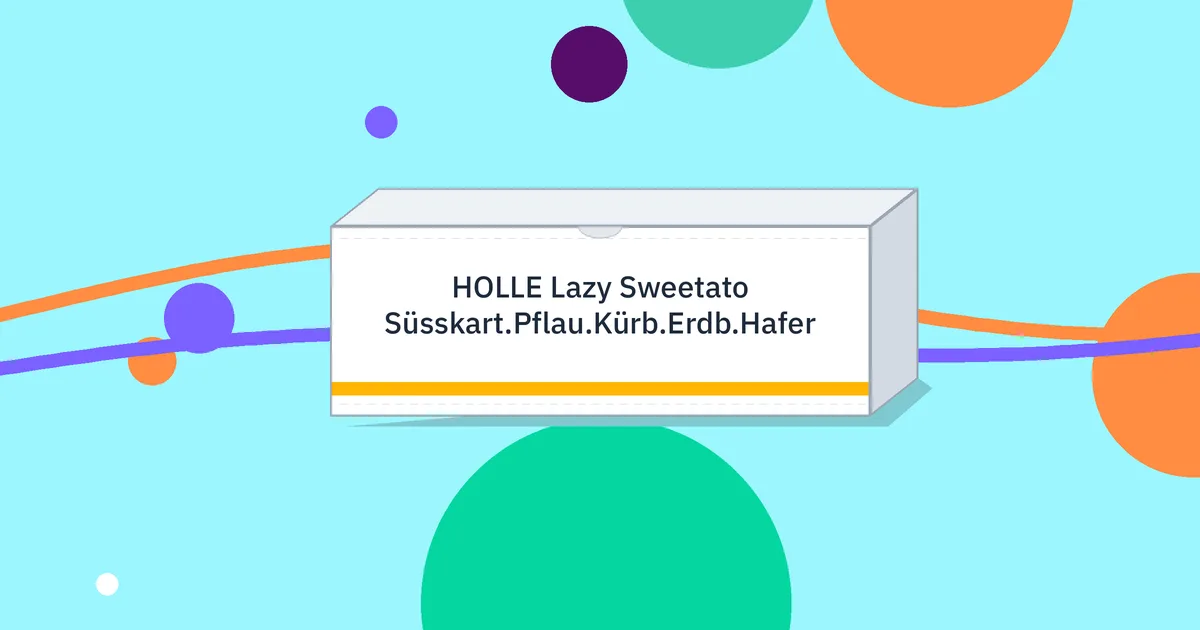 Symbolbild: Packung mit der Aufschrift HOLLE Lazy Sweetato Süsskart.Pflau.Kürb.Erdb.Hafer (PZN 19640268) – Verfügbarkeit und Bezug in Apotheken in Frankfurt am Main