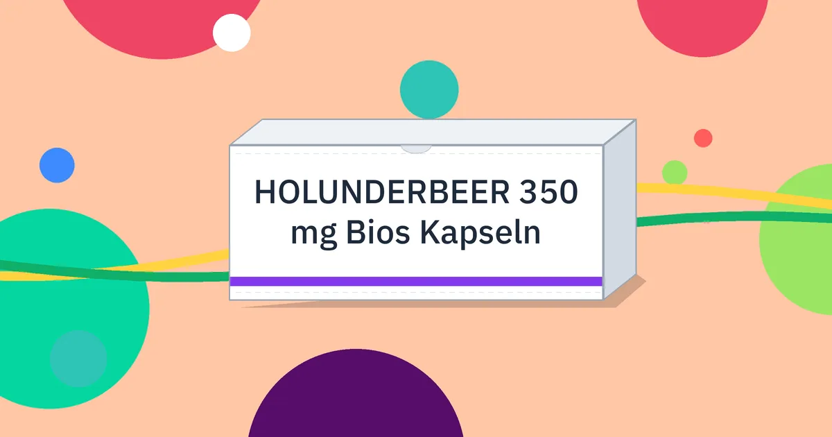 Symbolbild: Packung mit der Aufschrift HOLUNDERBEER 350 mg Bios Kapseln (PZN 06924188) – Verfügbarkeit und Bezug in Apotheken in Frankfurt am Main