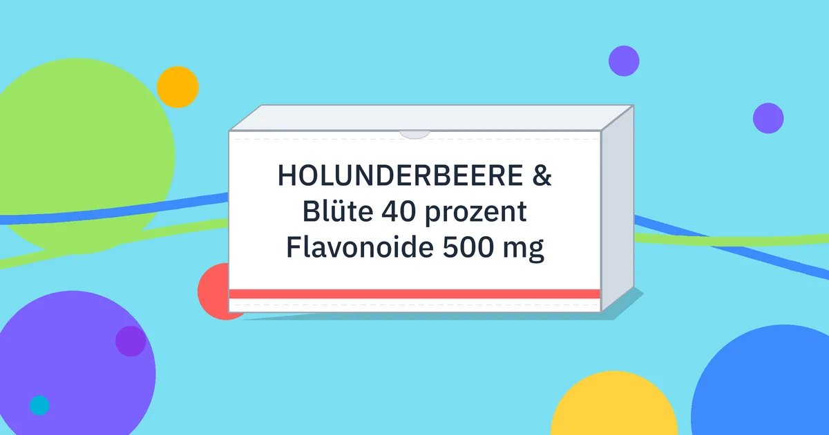 Symbolbild: Packung mit der Aufschrift HOLUNDERBEERE & Blüte 40 prozent Flavonoide 500 mg (PZN 16675510) – Verfügbarkeit und Bezug in Apotheken in Frankfurt am Main