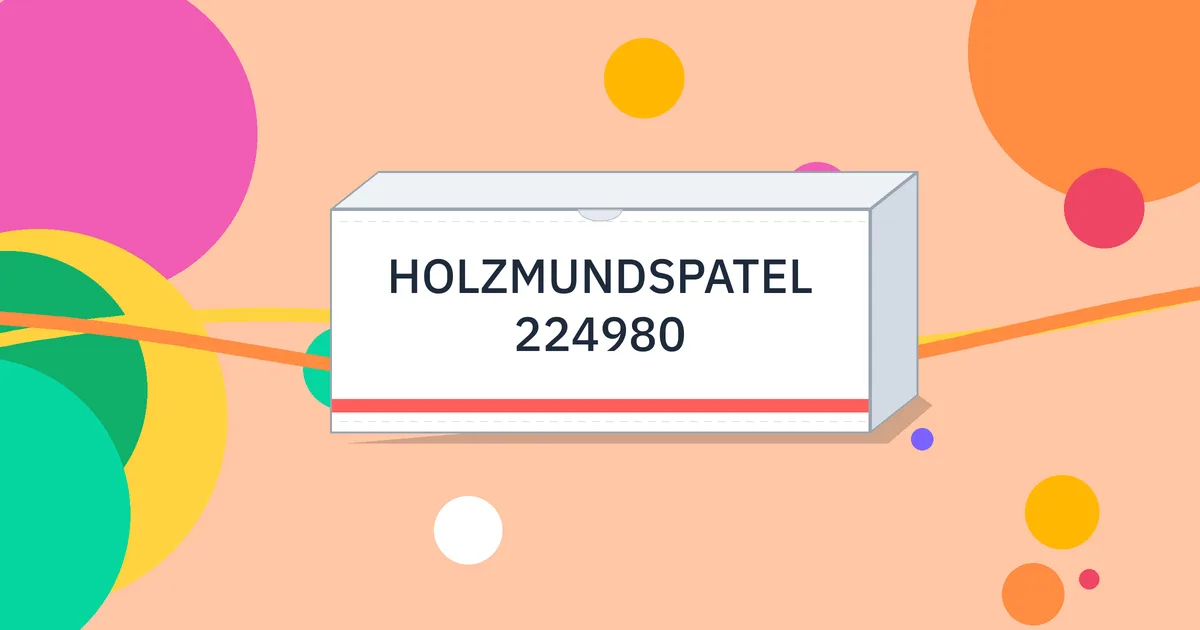 Symbolbild: Packung mit der Aufschrift HOLZMUNDSPATEL 224980 (PZN 07305777) – Verfügbarkeit und Bezug in Apotheken in Frankfurt am Main