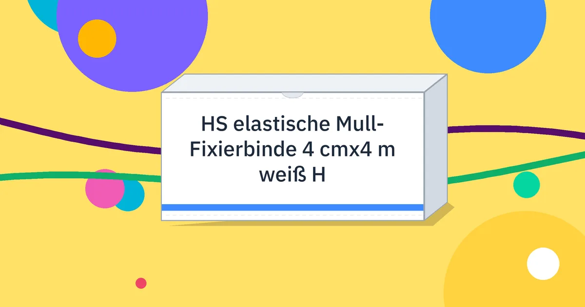 Symbolbild: Packung mit der Aufschrift HS elastische Mull-Fixierbinde 4 cmx4 m weiß H (PZN 09741620) – Verfügbarkeit und Bezug in Apotheken in Frankfurt am Main