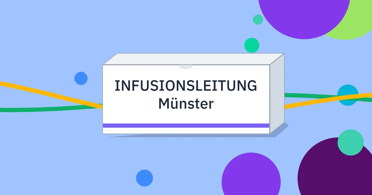Symbolbild: Packung mit der Aufschrift INFUSIONSLEITUNG Münster (PZN 07264417) – Verfügbarkeit und Bezug in Apotheken in Frankfurt am Main