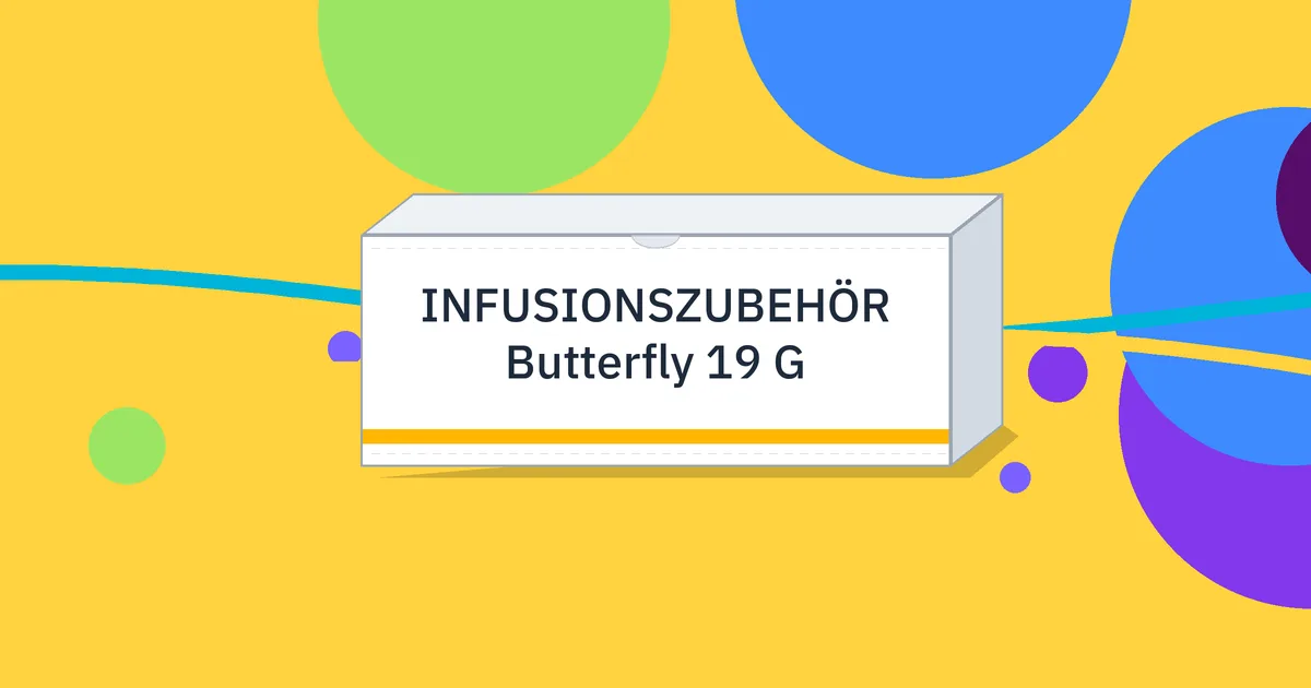 Symbolbild: Packung mit der Aufschrift INFUSIONSZUBEHÖR Butterfly 19 G (PZN 04481539) – Verfügbarkeit und Bezug in Apotheken in Frankfurt am Main