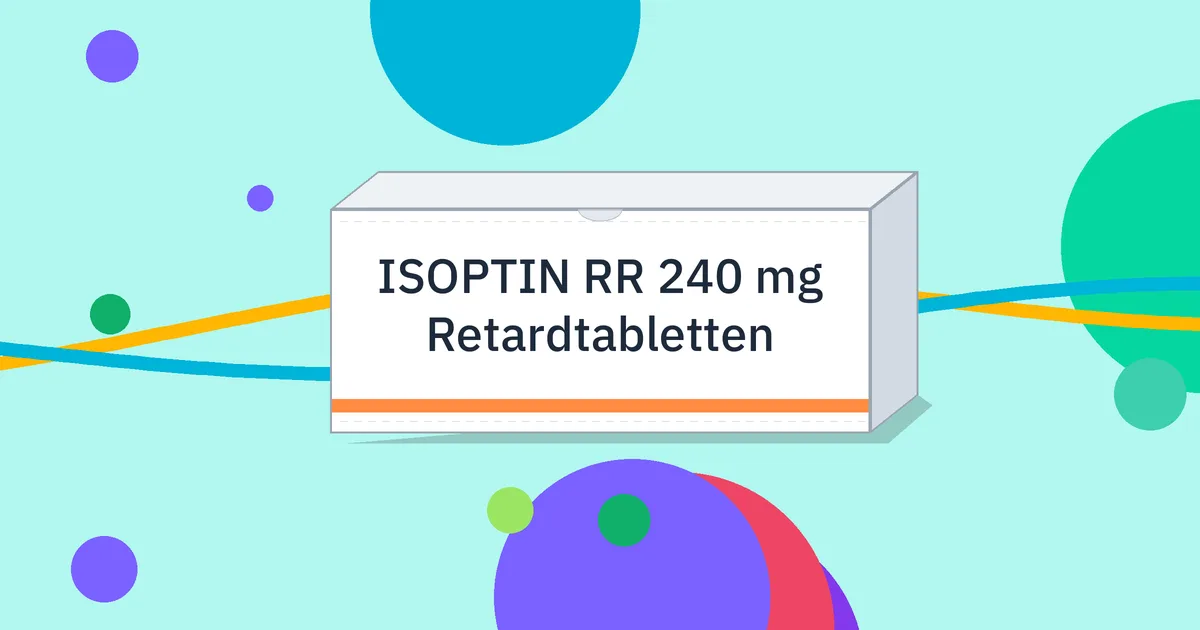 Symbolbild: Packung mit der Aufschrift ISOPTIN RR 240 mg Retardtabletten (PZN 02791342) – Verfügbarkeit und Bezug in Apotheken in Frankfurt am Main