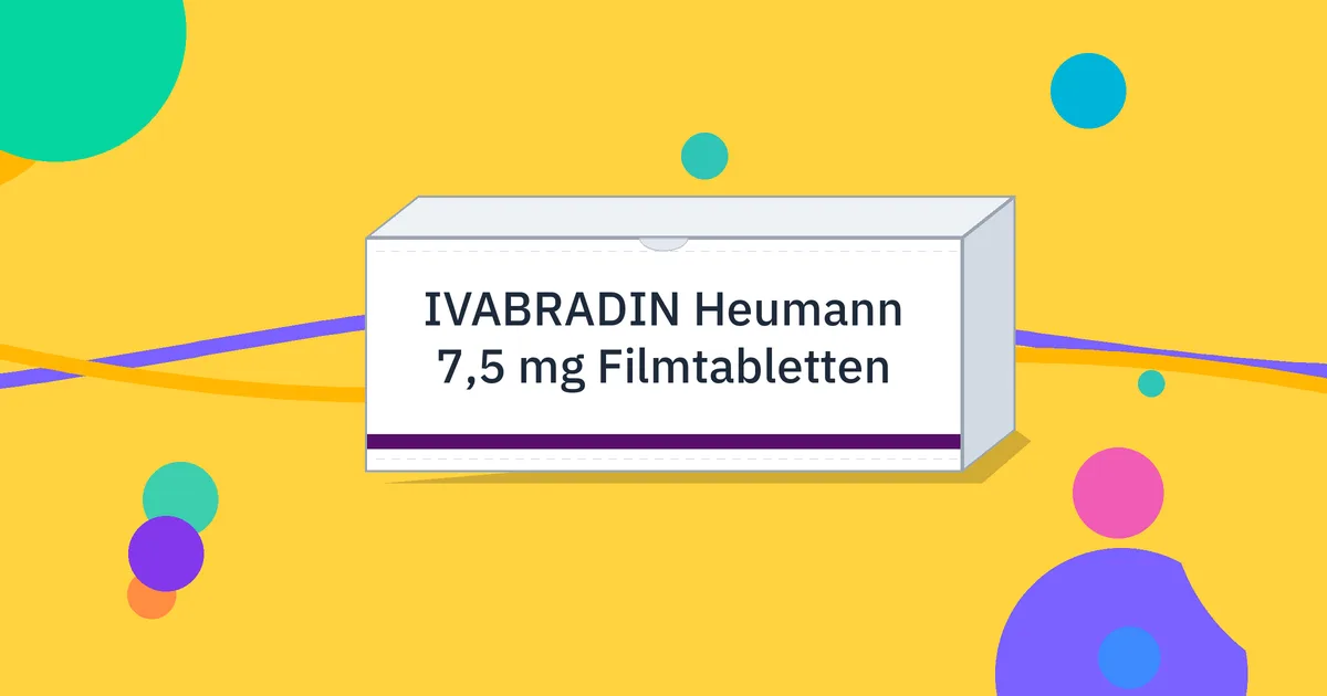 Symbolbild: Packung mit der Aufschrift IVABRADIN Heumann 7,5 mg Filmtabletten (PZN 11693360) – Verfügbarkeit und Bezug in Apotheken in Frankfurt am Main