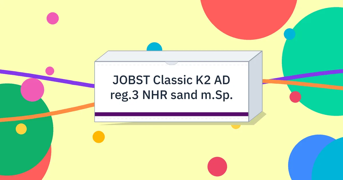 Symbolbild: Packung mit der Aufschrift JOBST Classic K2 AD reg.3 NHR sand m.Sp. (PZN 13061888) – Verfügbarkeit und Bezug in Apotheken in Frankfurt am Main