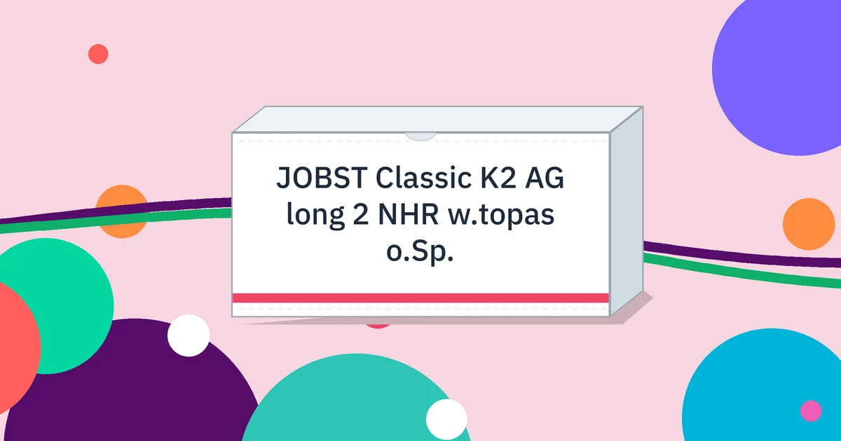 Symbolbild: Packung mit der Aufschrift JOBST Classic K2 AG long 2 NHR w.topas o.Sp. (PZN 13062801) – Verfügbarkeit und Bezug in Apotheken in Frankfurt am Main