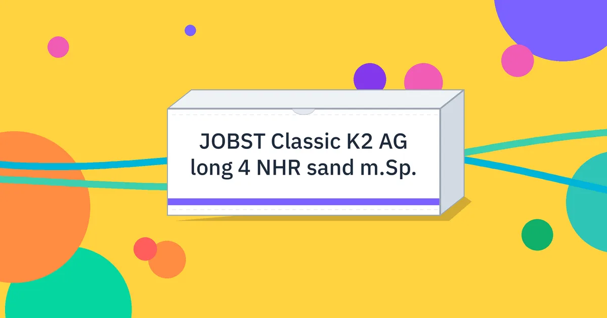 Symbolbild: Packung mit der Aufschrift JOBST Classic K2 AG long 4 NHR sand m.Sp. (PZN 10726784) – Verfügbarkeit und Bezug in Apotheken in Frankfurt am Main