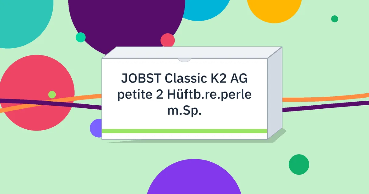 Symbolbild: Packung mit der Aufschrift JOBST Classic K2 AG petite 2 Hüftb.re.perle m.Sp. (PZN 13065343) – Verfügbarkeit und Bezug in Apotheken in Frankfurt am Main
