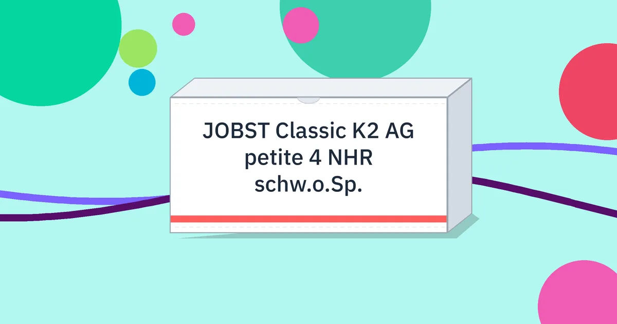 Symbolbild: Packung mit der Aufschrift JOBST Classic K2 AG petite 4 NHR schw.o.Sp. (PZN 11273729) – Verfügbarkeit und Bezug in Apotheken in Frankfurt am Main