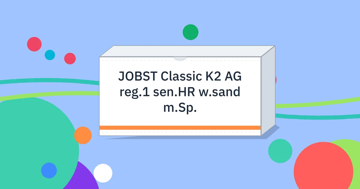 Symbolbild: Packung mit der Aufschrift JOBST Classic K2 AG reg.1 sen.HR w.sand m.Sp. (PZN 17960945) – Verfügbarkeit und Bezug in Apotheken in Frankfurt am Main