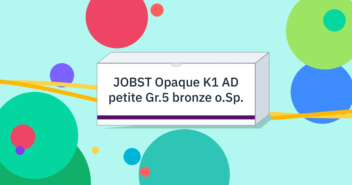 Symbolbild: Packung mit der Aufschrift JOBST Opaque K1 AD petite Gr.5 bronze o.Sp. (PZN 13079807) – Verfügbarkeit und Bezug in Apotheken in Frankfurt am Main