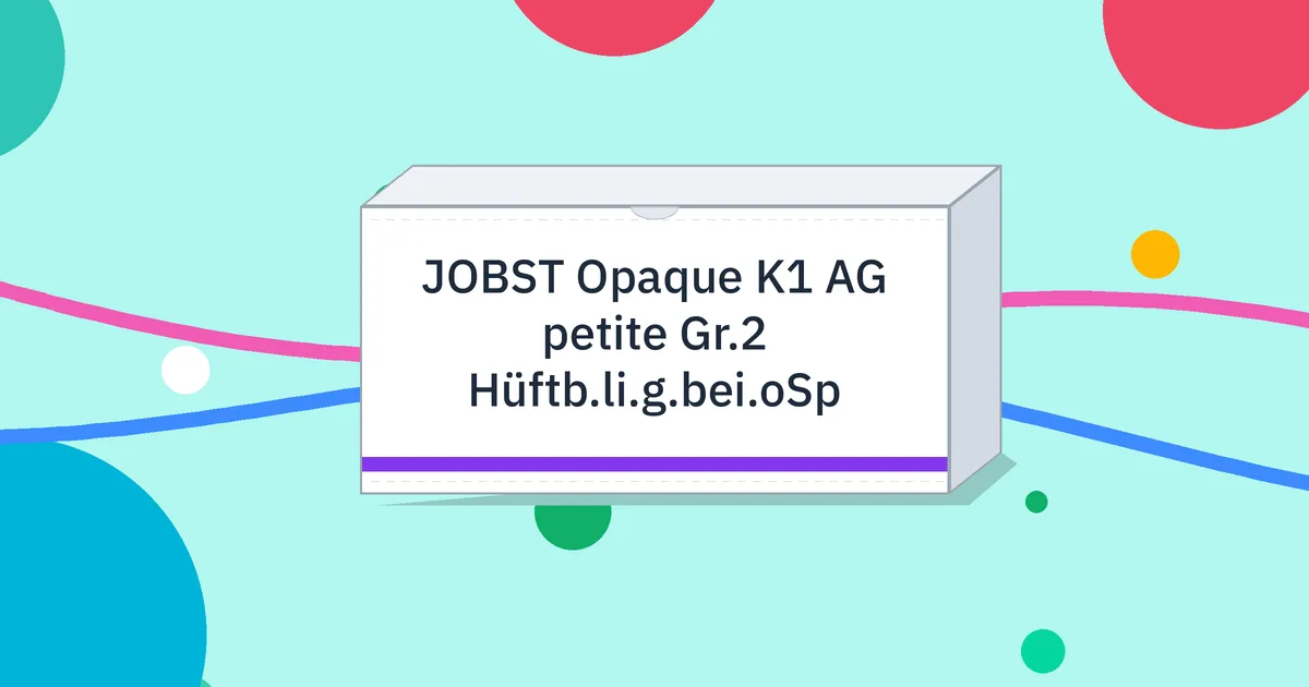 Symbolbild: Packung mit der Aufschrift JOBST Opaque K1 AG petite Gr.2 Hüftb.li.g.bei.oSp (PZN 16273295) – Verfügbarkeit und Bezug in Apotheken in Frankfurt am Main