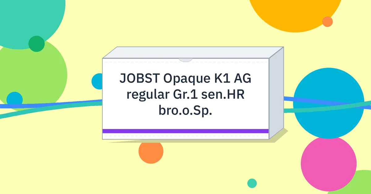 Symbolbild: Packung mit der Aufschrift JOBST Opaque K1 AG regular Gr.1 sen.HR bro.o.Sp. (PZN 13095835) – Verfügbarkeit und Bezug in Apotheken in Frankfurt am Main