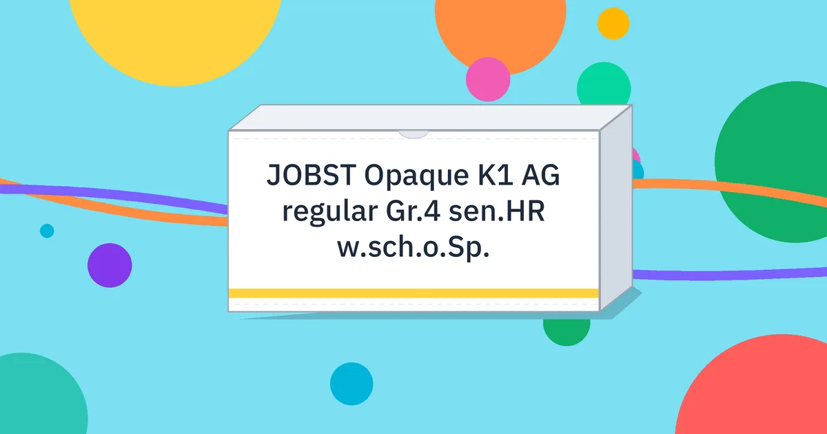 Symbolbild: Packung mit der Aufschrift JOBST Opaque K1 AG regular Gr.4 sen.HR w.sch.o.Sp. (PZN 13096527) – Verfügbarkeit und Bezug in Apotheken in Frankfurt am Main
