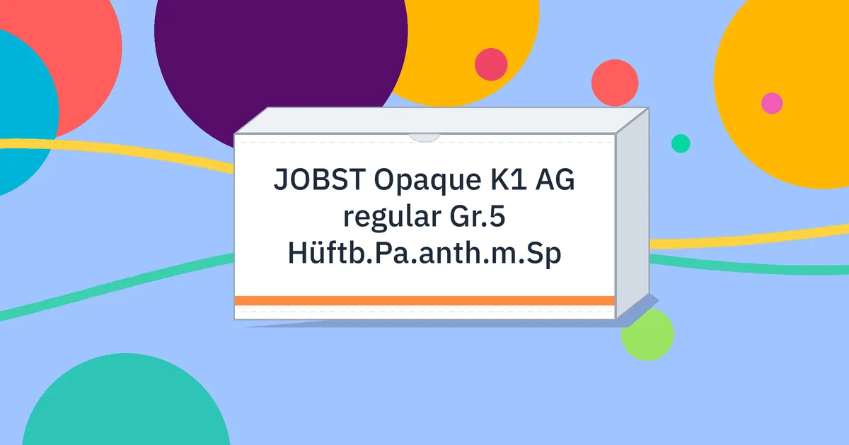 Symbolbild: Packung mit der Aufschrift JOBST Opaque K1 AG regular Gr.5 Hüftb.Pa.anth.m.Sp (PZN 16272060) – Verfügbarkeit und Bezug in Apotheken in Frankfurt am Main