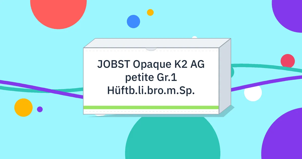 Symbolbild: Packung mit der Aufschrift JOBST Opaque K2 AG petite Gr.1 Hüftb.li.bro.m.Sp. (PZN 13113444) – Verfügbarkeit und Bezug in Apotheken in Frankfurt am Main