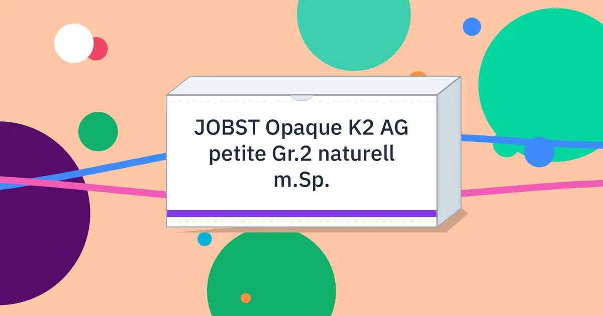 Symbolbild: Packung mit der Aufschrift JOBST Opaque K2 AG petite Gr.2 naturell m.Sp. (PZN 13112700) – Verfügbarkeit und Bezug in Apotheken in Frankfurt am Main