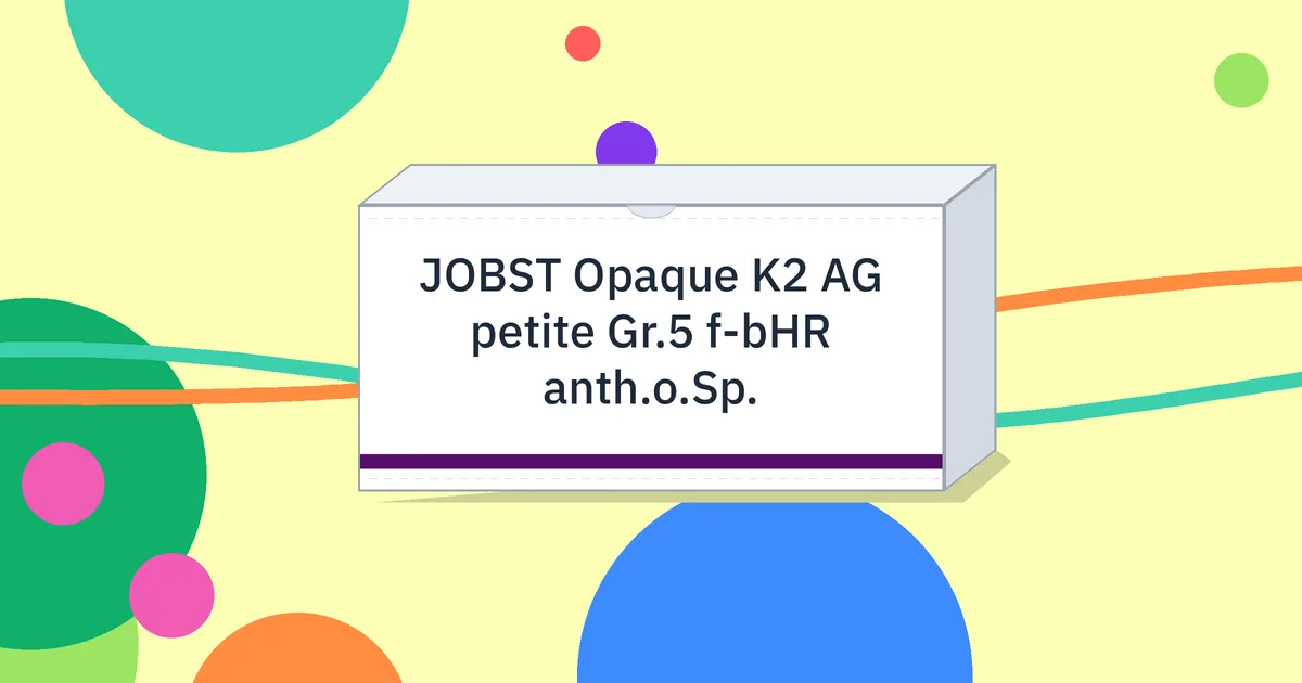 Symbolbild: Packung mit der Aufschrift JOBST Opaque K2 AG petite Gr.5 f-bHR anth.o.Sp. (PZN 16286211) – Verfügbarkeit und Bezug in Apotheken in Frankfurt am Main