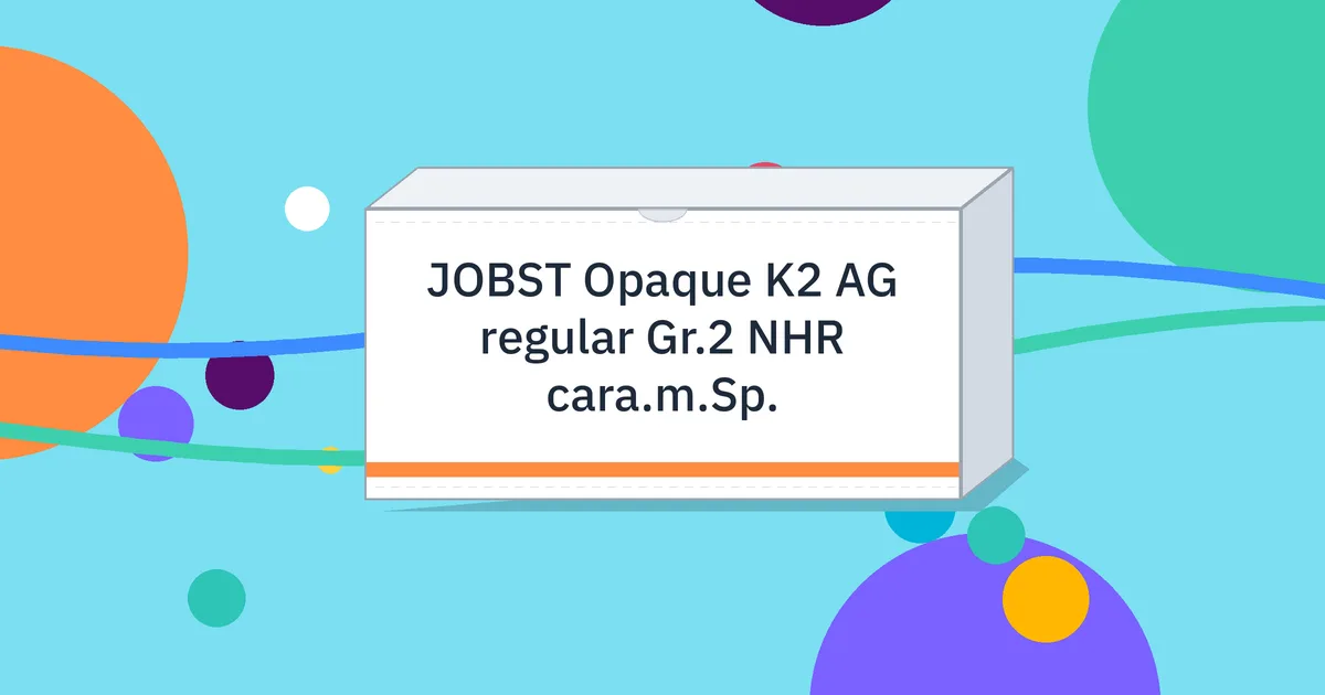 Symbolbild: Packung mit der Aufschrift JOBST Opaque K2 AG regular Gr.2 NHR cara.m.Sp. (PZN 10723366) – Verfügbarkeit und Bezug in Apotheken in Frankfurt am Main