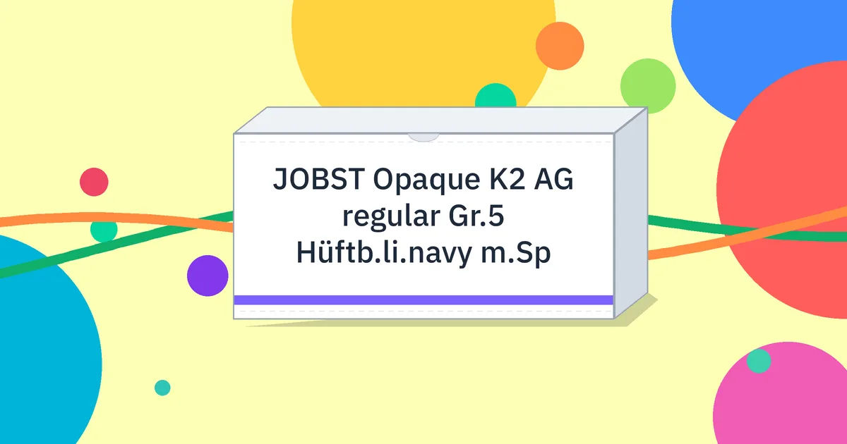 Symbolbild: Packung mit der Aufschrift JOBST Opaque K2 AG regular Gr.5 Hüftb.li.navy m.Sp (PZN 13115822) – Verfügbarkeit und Bezug in Apotheken in Frankfurt am Main
