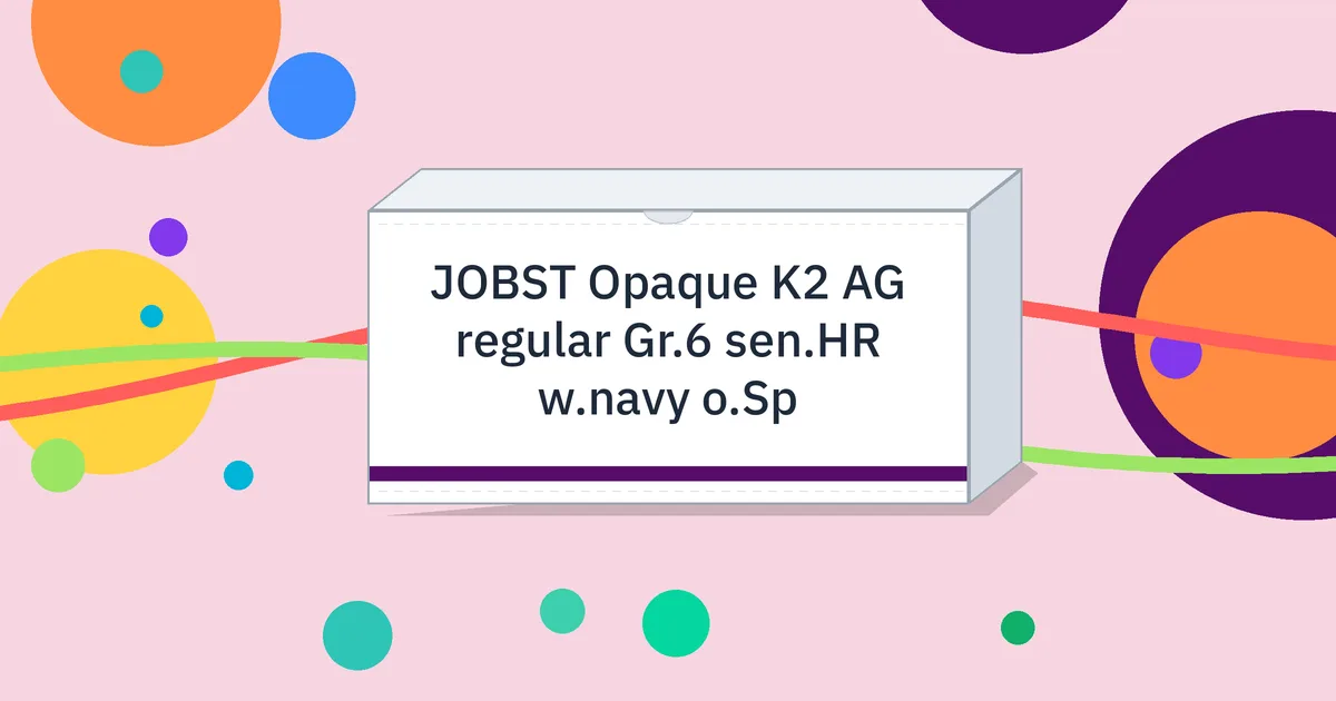 Symbolbild: Packung mit der Aufschrift JOBST Opaque K2 AG regular Gr.6 sen.HR w.navy o.Sp (PZN 13112976) – Verfügbarkeit und Bezug in Apotheken in Frankfurt am Main