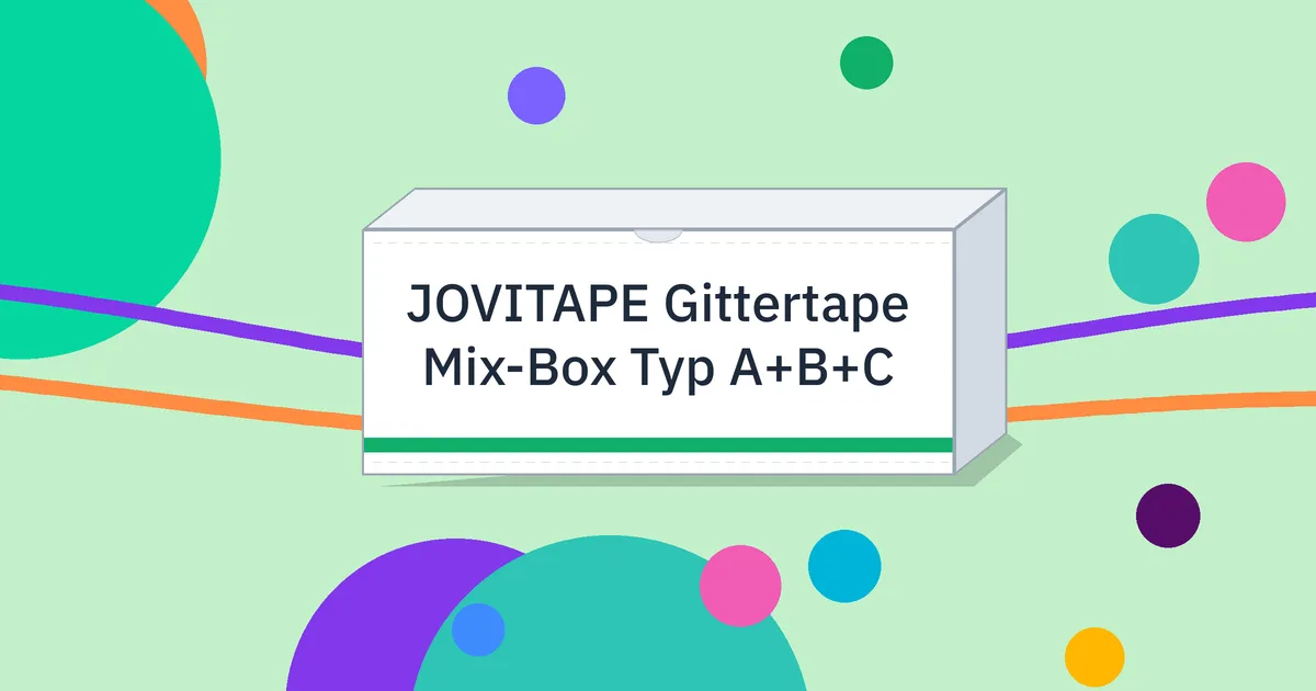 Symbolbild: Packung mit der Aufschrift JOVITAPE Gittertape Mix-Box Typ A+B+C (PZN 13918314) – Verfügbarkeit und Bezug in Apotheken in Frankfurt am Main