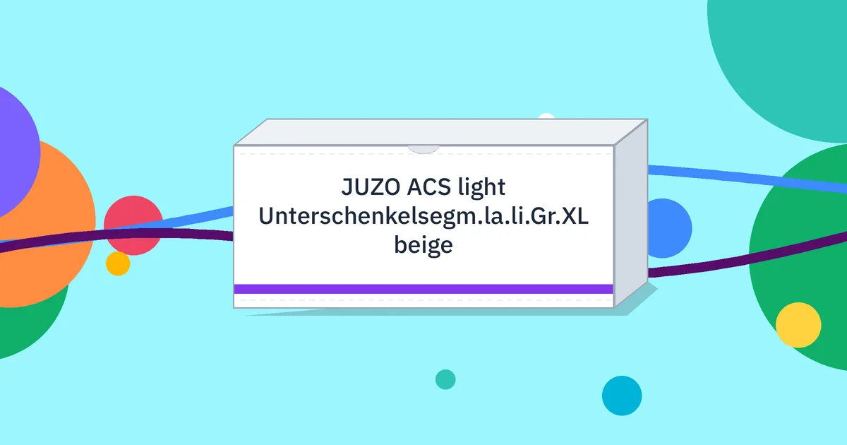 Symbolbild: Packung mit der Aufschrift JUZO ACS light Unterschenkelsegm.la.li.Gr.XL beige (PZN 13885508) – Verfügbarkeit und Bezug in Apotheken in Frankfurt am Main
