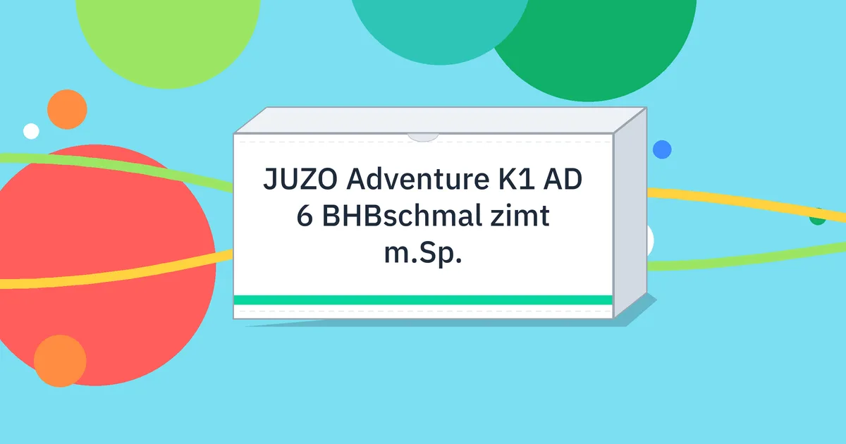 Symbolbild: Packung mit der Aufschrift JUZO Adventure K1 AD 6 BHBschmal zimt m.Sp. (PZN 16491833) – Verfügbarkeit und Bezug in Apotheken in Frankfurt am Main