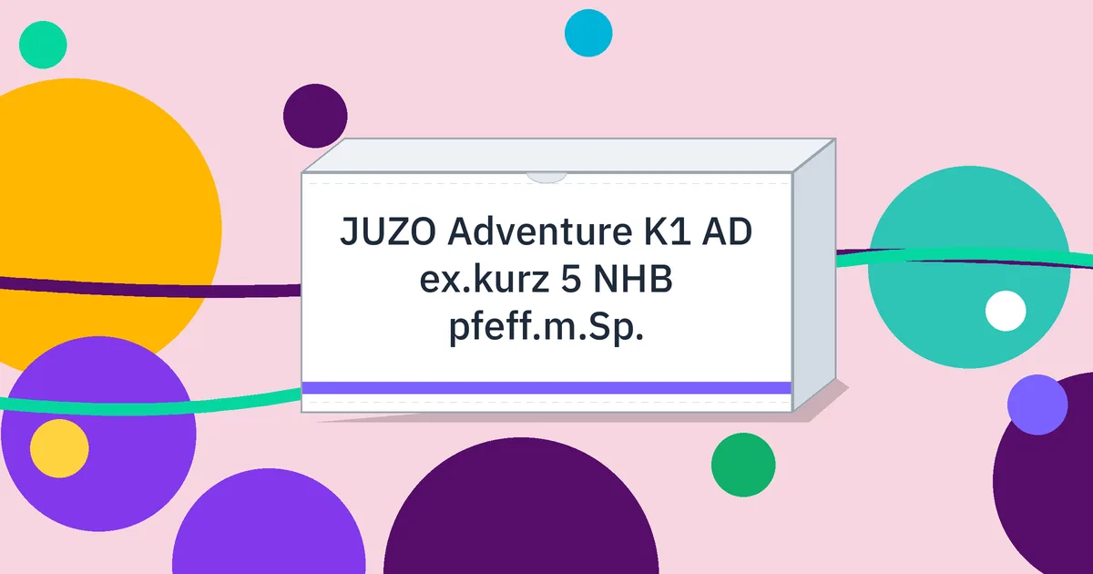 Symbolbild: Packung mit der Aufschrift JUZO Adventure K1 AD ex.kurz 5 NHB pfeff.m.Sp. (PZN 14975739) – Verfügbarkeit und Bezug in Apotheken in Frankfurt am Main