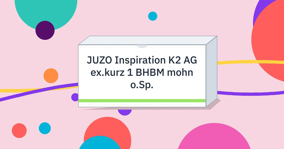 Symbolbild: Packung mit der Aufschrift JUZO Inspiration K2 AG ex.kurz 1 BHBM mohn o.Sp. (PZN 14878255) – Verfügbarkeit und Bezug in Apotheken in Frankfurt am Main