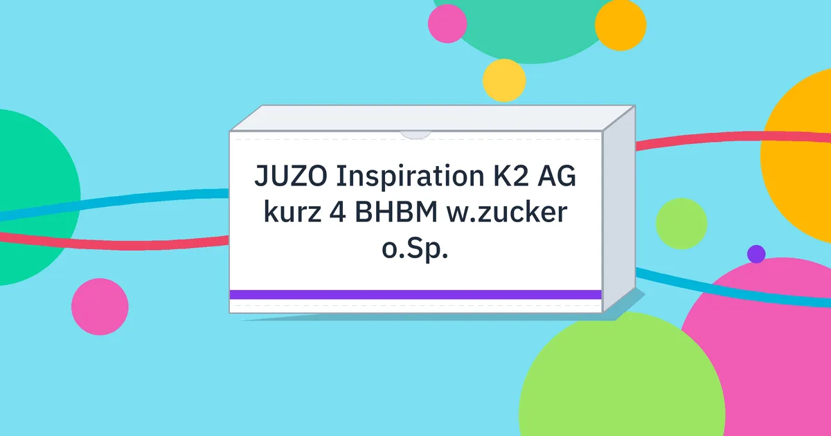 Symbolbild: Packung mit der Aufschrift JUZO Inspiration K2 AG kurz 4 BHBM w.zucker o.Sp. (PZN 14885031) – Verfügbarkeit und Bezug in Apotheken in Frankfurt am Main
