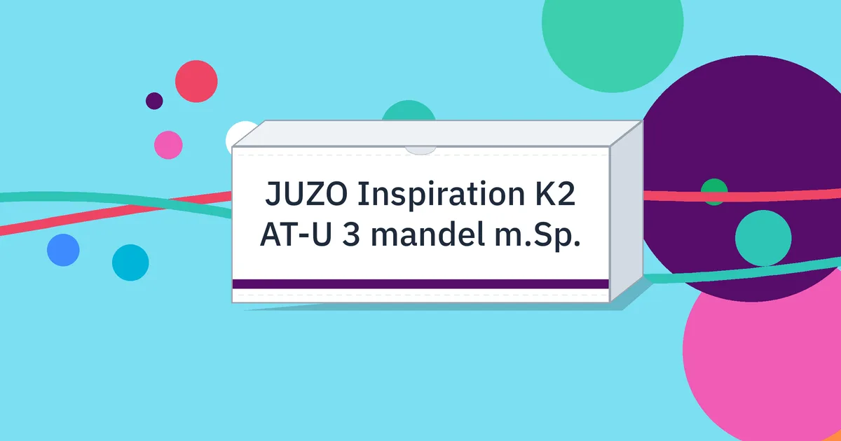 Symbolbild: Packung mit der Aufschrift JUZO Inspiration K2 AT-U 3 mandel m.Sp. (PZN 14927887) – Verfügbarkeit und Bezug in Apotheken in Frankfurt am Main