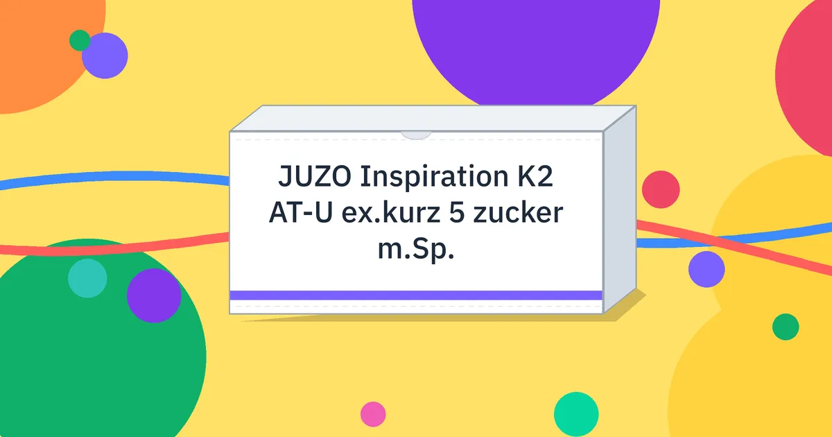 Symbolbild: Packung mit der Aufschrift JUZO Inspiration K2 AT-U ex.kurz 5 zucker m.Sp. (PZN 14966048) – Verfügbarkeit und Bezug in Apotheken in Frankfurt am Main