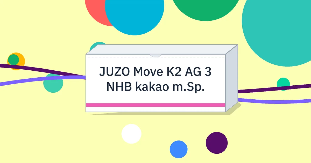 Symbolbild: Packung mit der Aufschrift JUZO Move K2 AG 3 NHB kakao m.Sp. (PZN 18555477) – Verfügbarkeit und Bezug in Apotheken in Frankfurt am Main