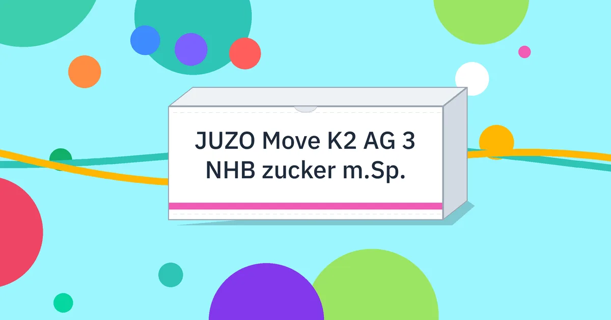 Symbolbild: Packung mit der Aufschrift JUZO Move K2 AG 3 NHB zucker m.Sp. (PZN 18523678) – Verfügbarkeit und Bezug in Apotheken in Frankfurt am Main
