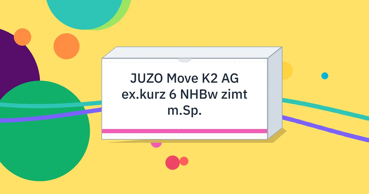 Symbolbild: Packung mit der Aufschrift JUZO Move K2 AG ex.kurz 6 NHBw zimt m.Sp. (PZN 18531028) – Verfügbarkeit und Bezug in Apotheken in Frankfurt am Main