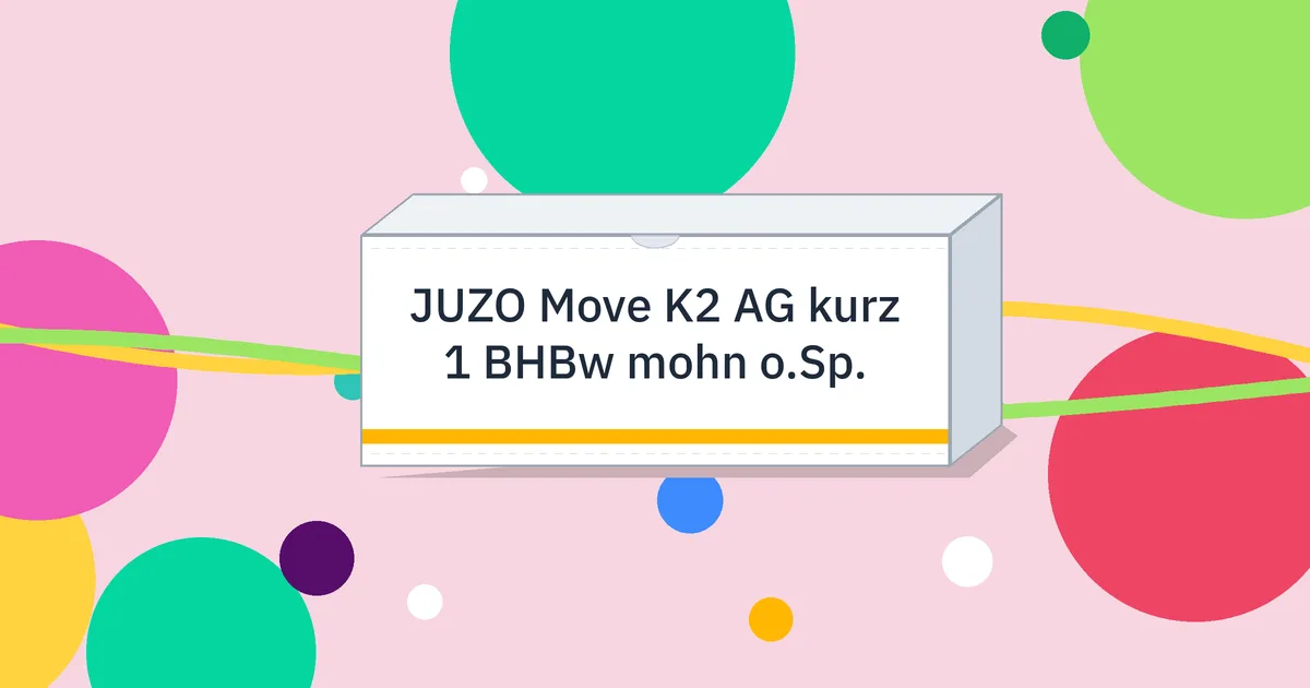 Symbolbild: Packung mit der Aufschrift JUZO Move K2 AG kurz 1 BHBw mohn o.Sp. (PZN 18561940) – Verfügbarkeit und Bezug in Apotheken in Frankfurt am Main