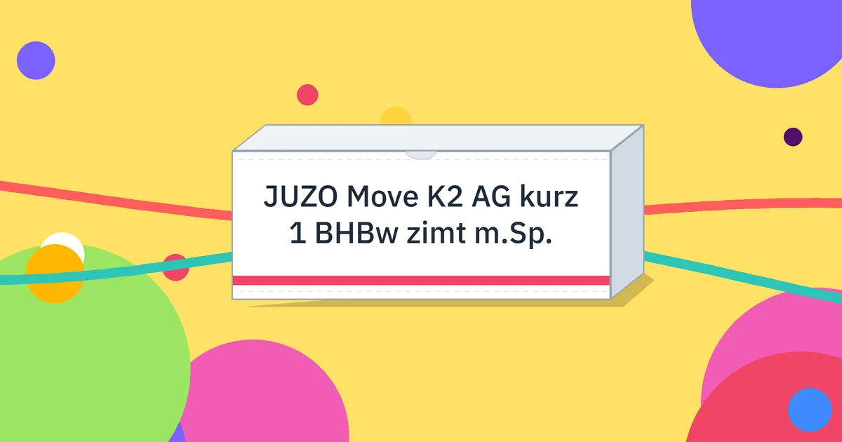 Symbolbild: Packung mit der Aufschrift JUZO Move K2 AG kurz 1 BHBw zimt m.Sp. (PZN 18528345) – Verfügbarkeit und Bezug in Apotheken in Frankfurt am Main