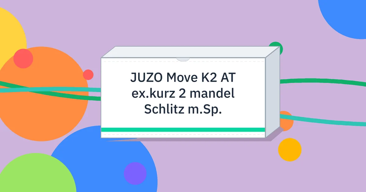 Symbolbild: Packung mit der Aufschrift JUZO Move K2 AT ex.kurz 2 mandel Schlitz m.Sp. (PZN 20671920) – Verfügbarkeit und Bezug in Apotheken in Frankfurt am Main