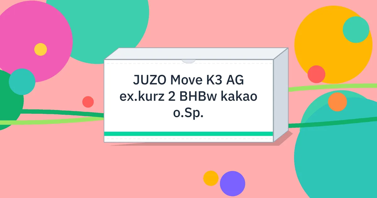 Symbolbild: Packung mit der Aufschrift JUZO Move K3 AG ex.kurz 2 BHBw kakao o.Sp. (PZN 18597702) – Verfügbarkeit und Bezug in Apotheken in Frankfurt am Main