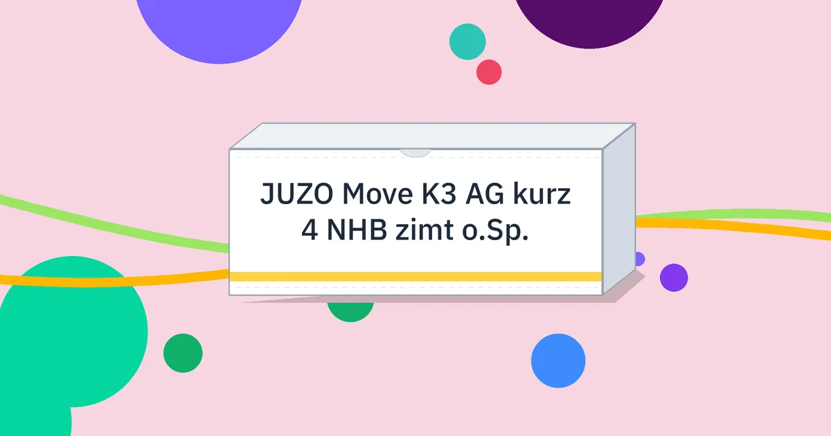 Symbolbild: Packung mit der Aufschrift JUZO Move K3 AG kurz 4 NHB zimt o.Sp. (PZN 18581138) – Verfügbarkeit und Bezug in Apotheken in Frankfurt am Main