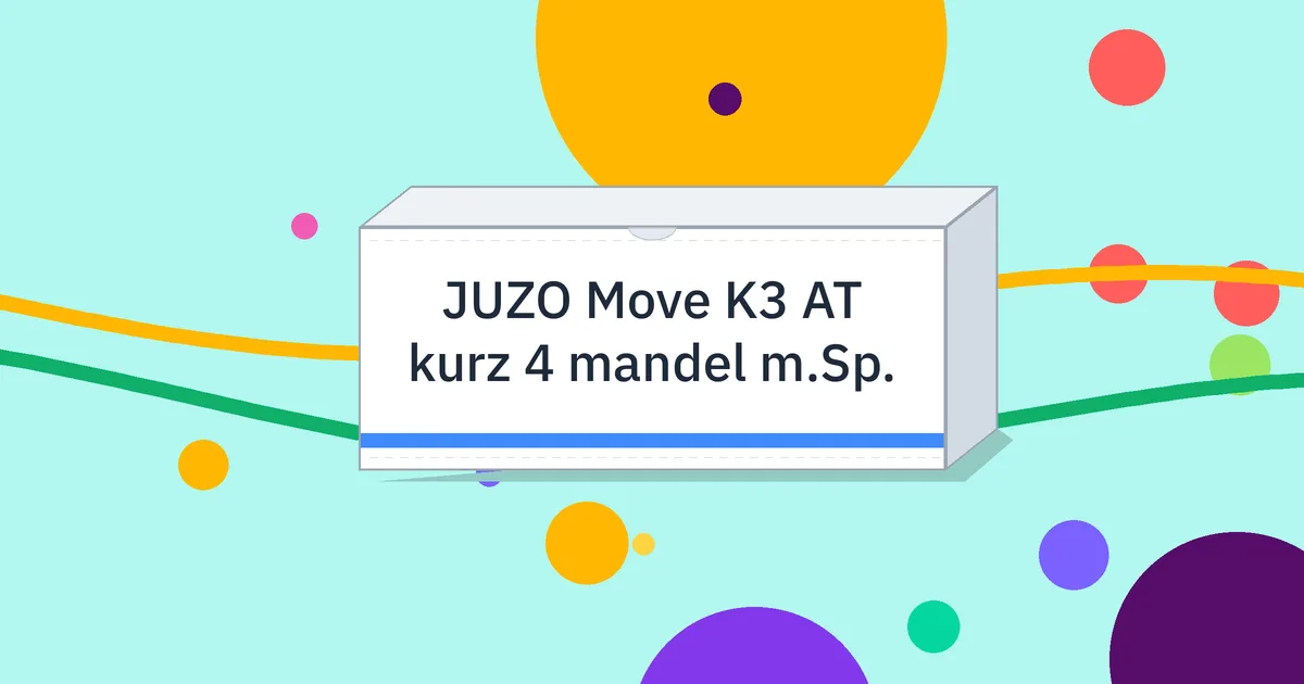 Symbolbild: Packung mit der Aufschrift JUZO Move K3 AT kurz 4 mandel m.Sp. (PZN 20683254) – Verfügbarkeit und Bezug in Apotheken in Frankfurt am Main