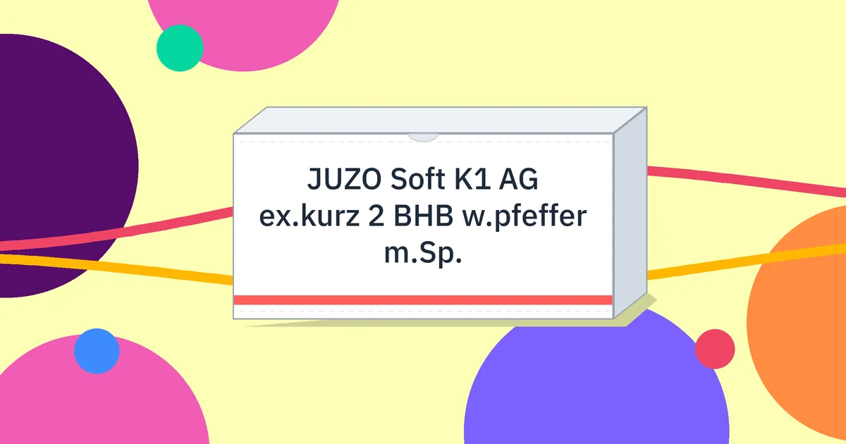 Symbolbild: Packung mit der Aufschrift JUZO Soft K1 AG ex.kurz 2 BHB w.pfeffer m.Sp. (PZN 14839232) – Verfügbarkeit und Bezug in Apotheken in Frankfurt am Main