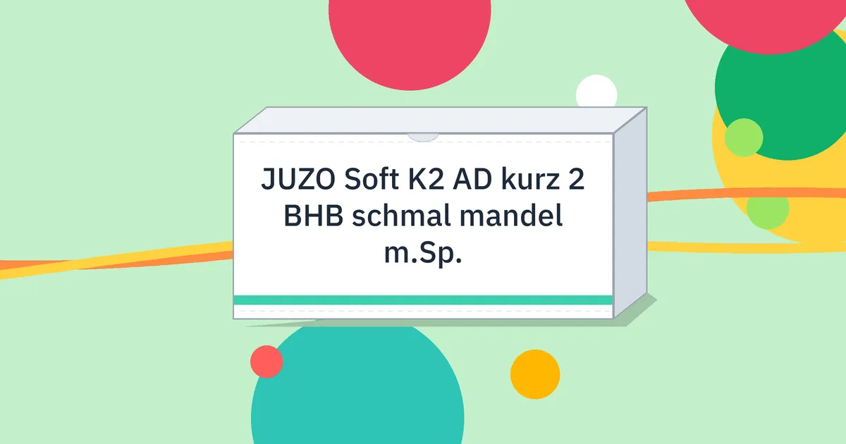 Symbolbild: Packung mit der Aufschrift JUZO Soft K2 AD kurz 2 BHB schmal mandel m.Sp. (PZN 15465897) – Verfügbarkeit und Bezug in Apotheken in Frankfurt am Main